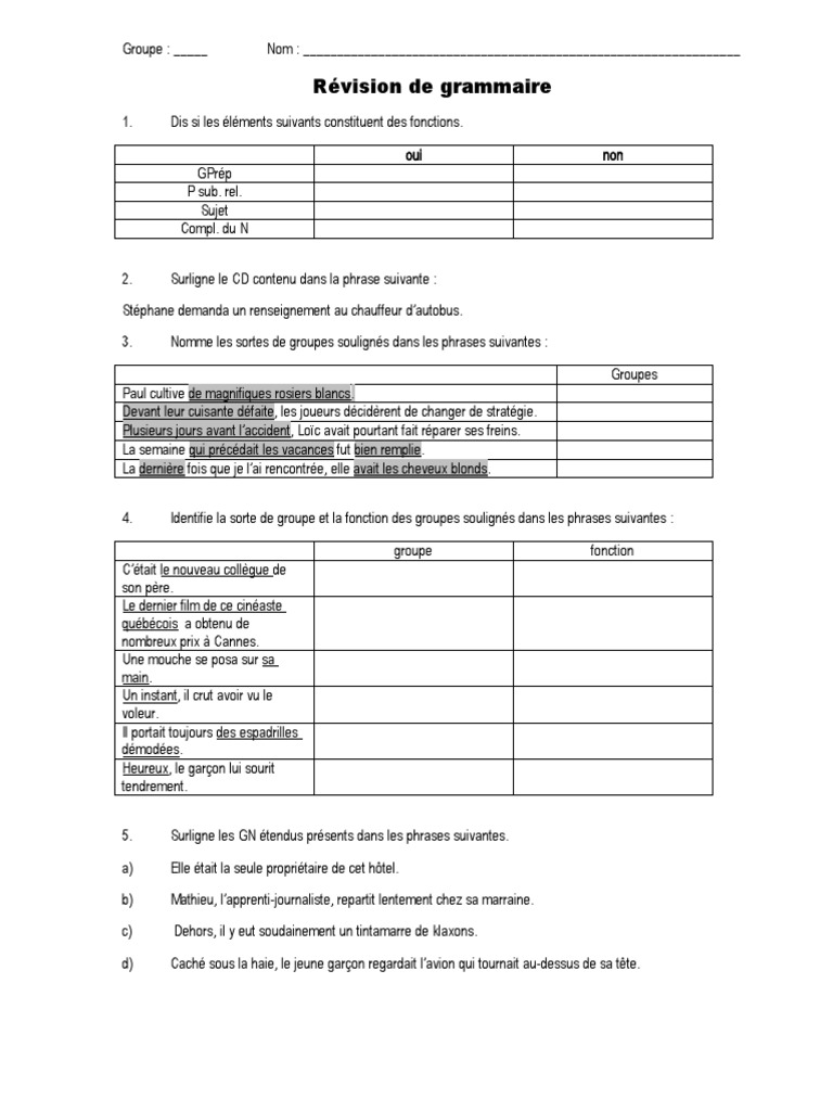 Révision de Grammaire | PDF