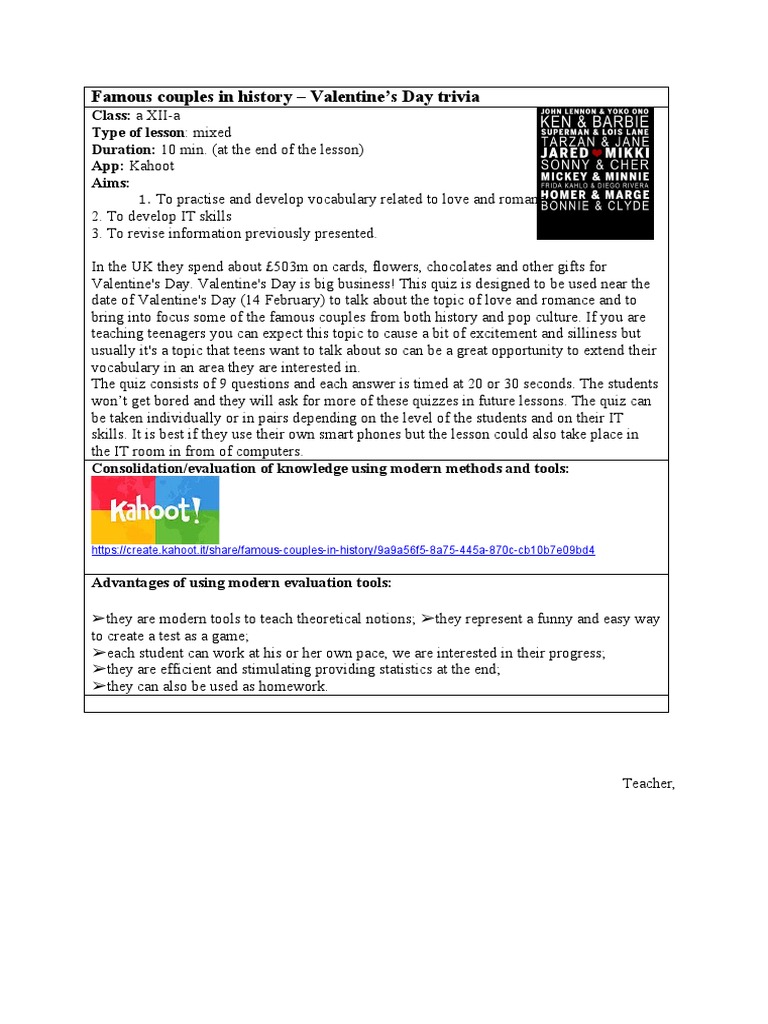 Kahoot Lesson Plan Quizz | PDF