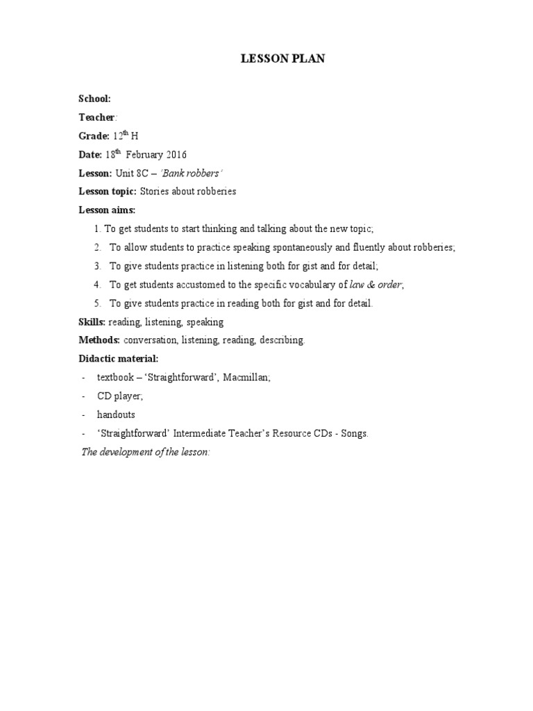 Bank Robbers | PDF | Bank Robbery | Lesson Plan