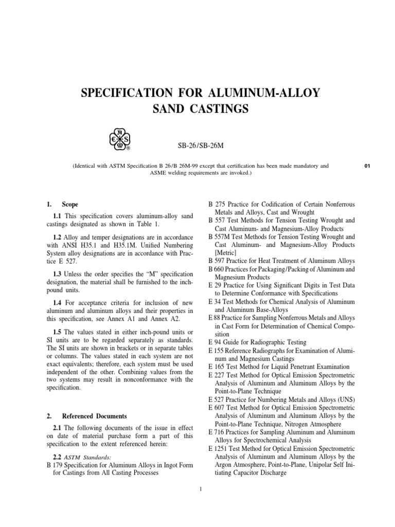 Aluminum-Alloy Sand Castings Spec. | PDF | Foundry | Casting (Metalworking)