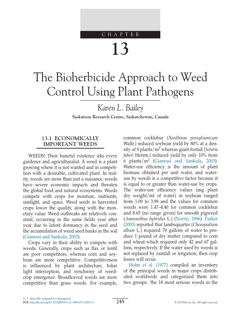 The Bioherbicide Approach To Weed Conctrol Using Plant Pathogens | PDF ...