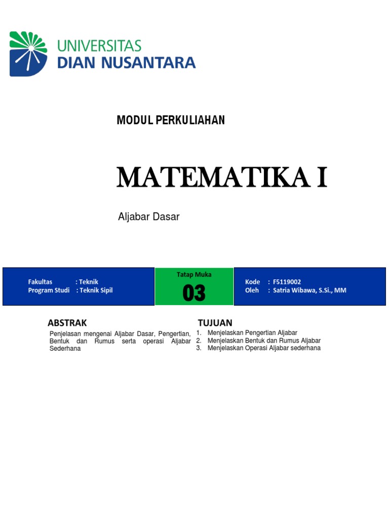 Modul TM 3 Matematika 1 | PDF