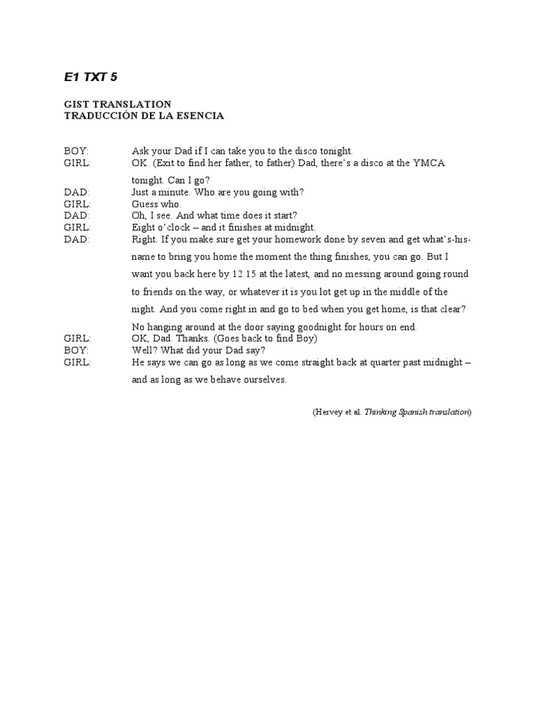 5 E1 Gist Translation Example | PDF