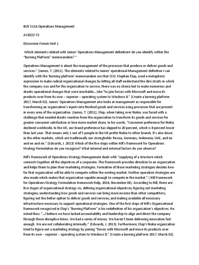 Analysis of Stephen Elop's 'Burning Platform' Memo Through the Lens of ...