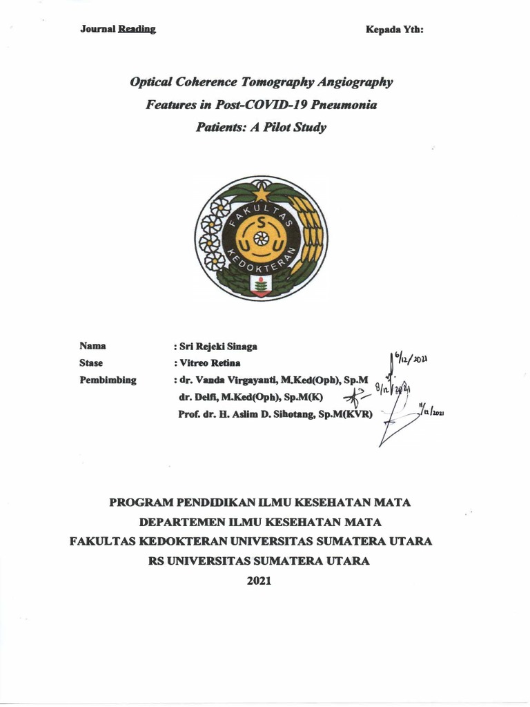 Journal Reading - Dr. Sri Rejeki Sinaga | PDF | Retina | Vision