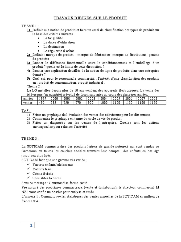 Analyse des produits SOTICAM | PDF | Boisson | Chocolat