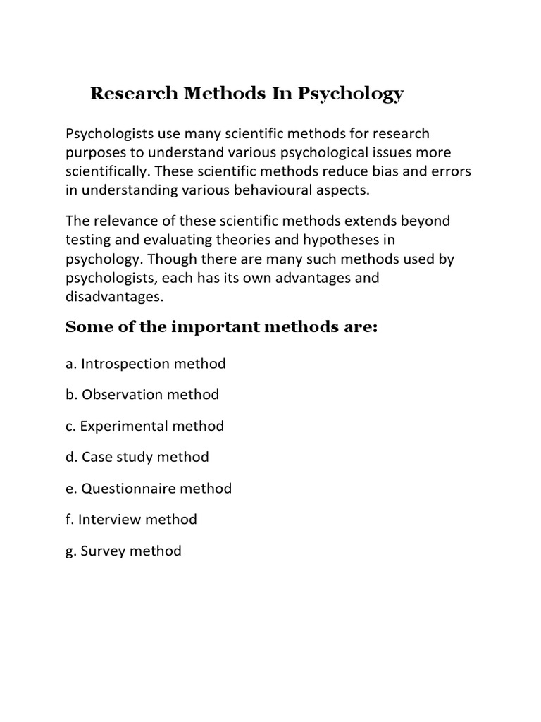 Research Methods in Psychology | PDF | Experiment | Survey Methodology