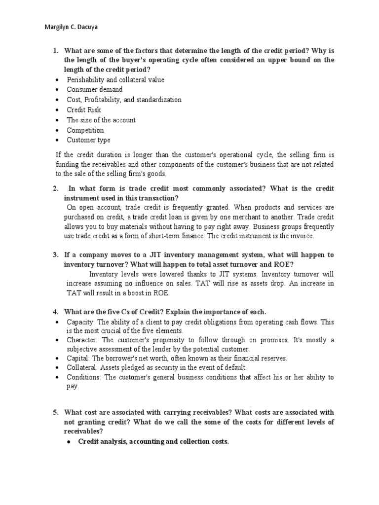 Credit Management and Inventory Types | PDF | Credit | Finance & Money ...