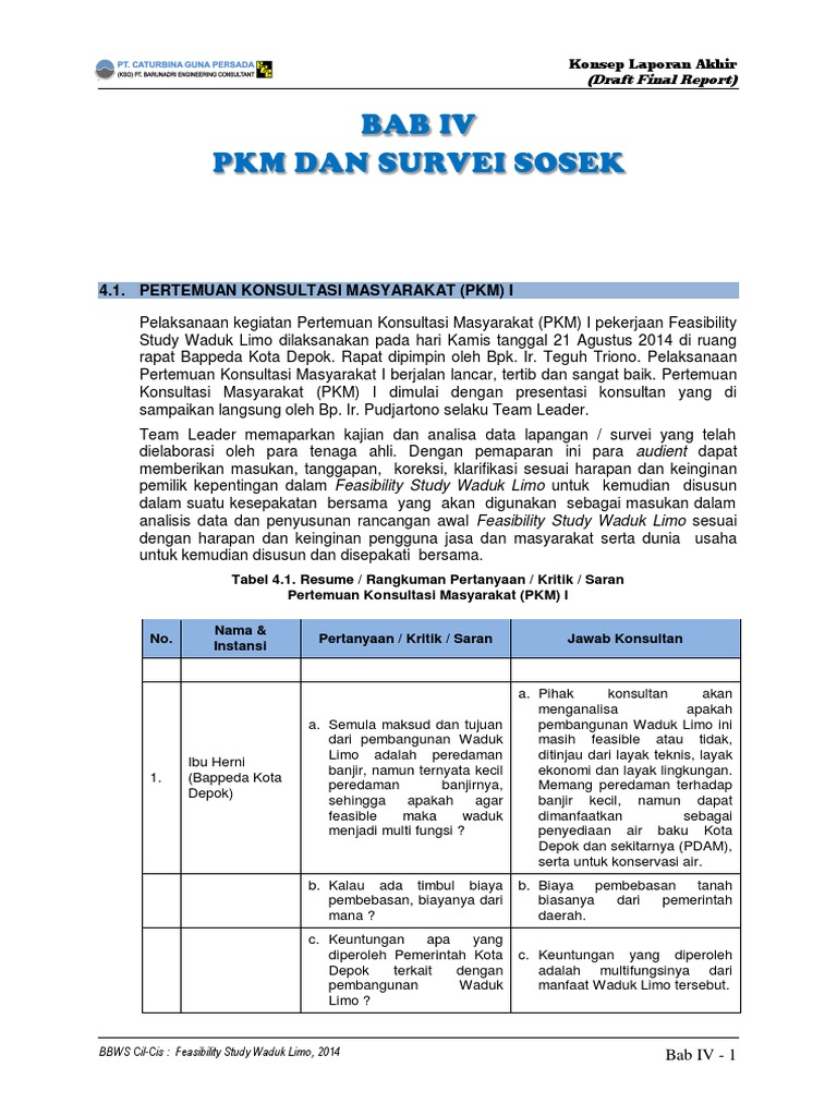 Bab IV - PKM & Sosek - Draft | PDF