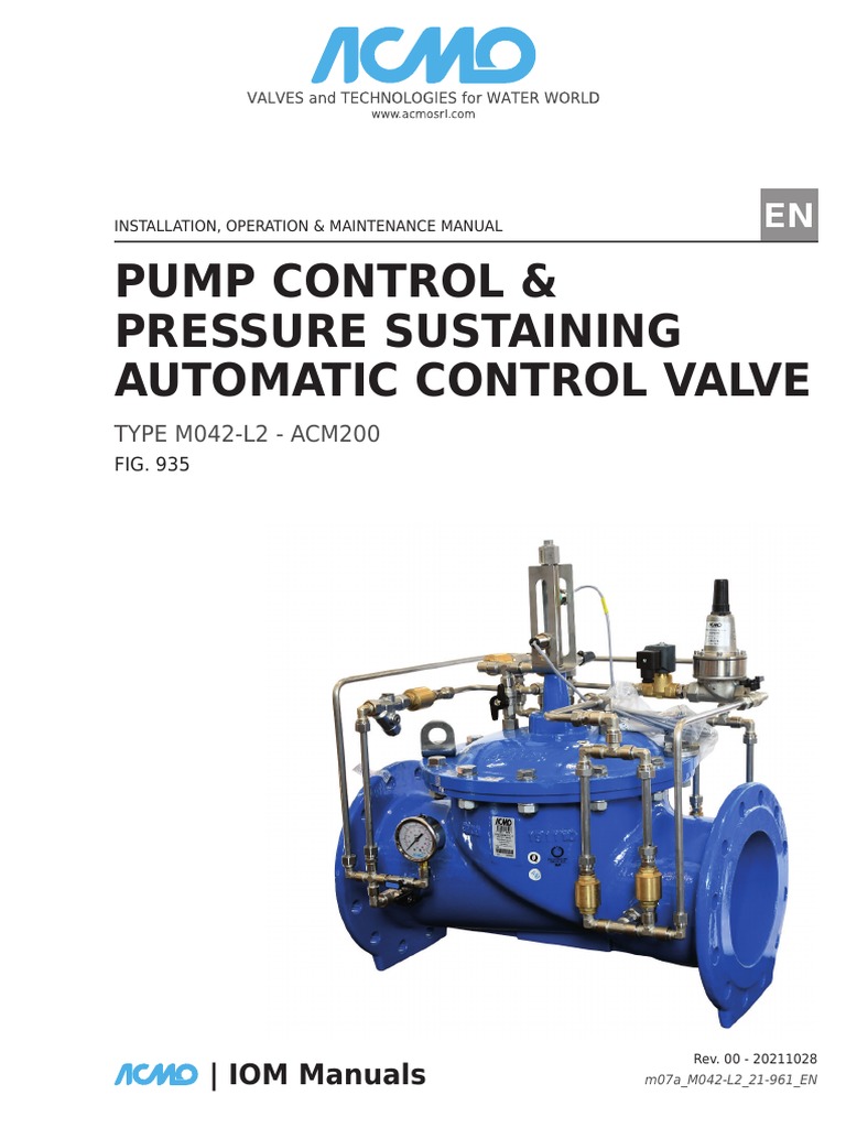 Pump Control & Pressure Sustaining Automatic Control Valve: TYPE M042 ...