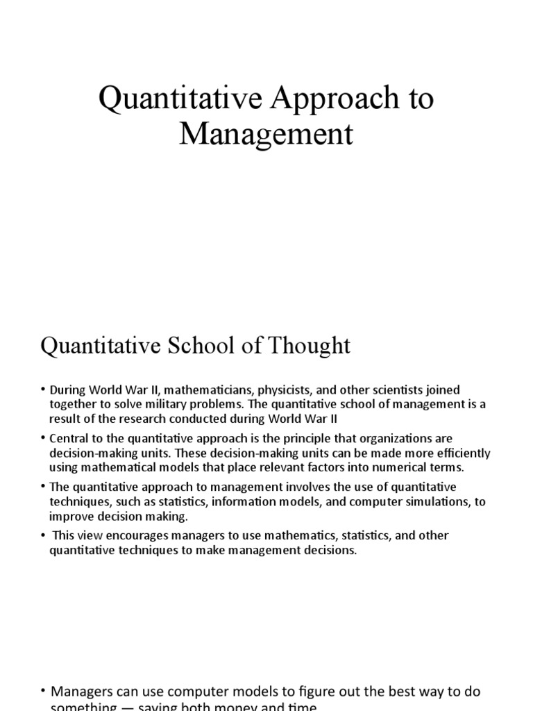 Quantitative Approach To Management | PDF | Statistics | Conceptual Model