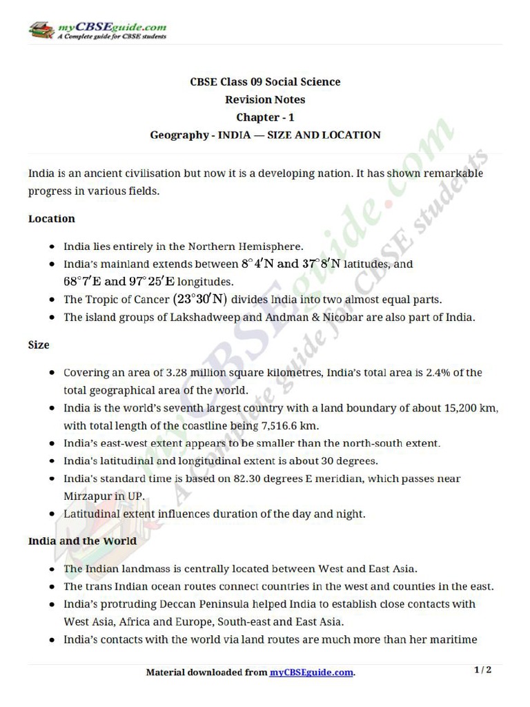 Chapter - 1 GEOGRAPHY (Revision Notes) | PDF