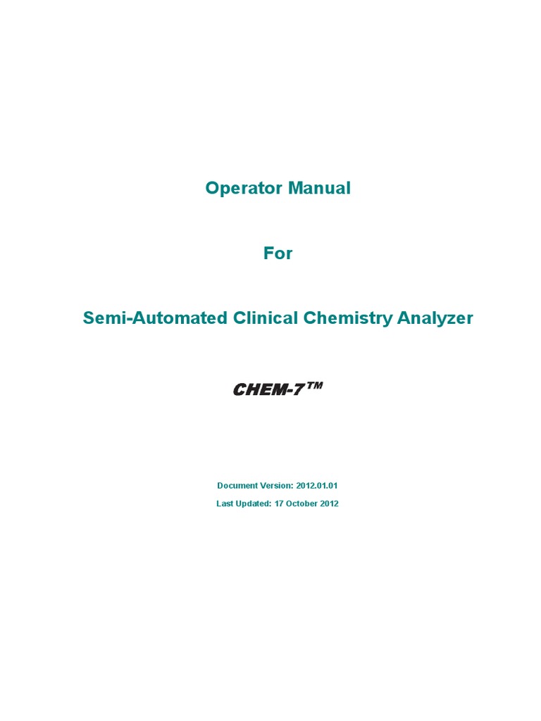 Chem-7 Operator Manual 2012 | PDF | Ac Power Plugs And Sockets | Absorbance