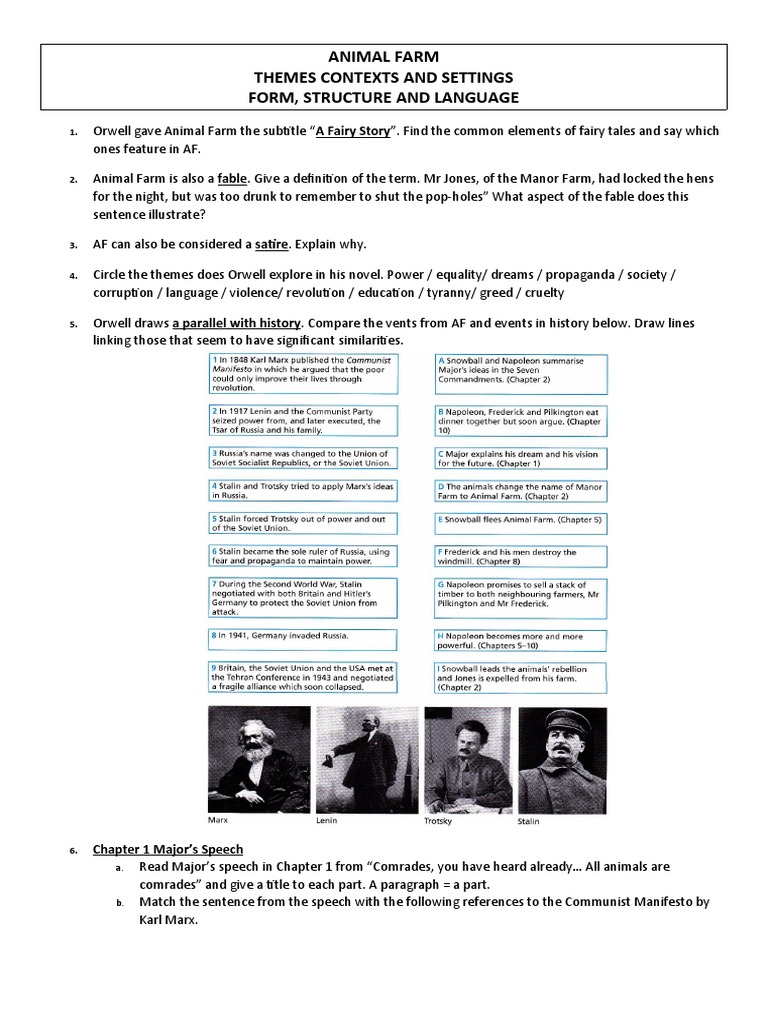 Animal Farm Themes Contexts and Settings | PDF | General Fiction