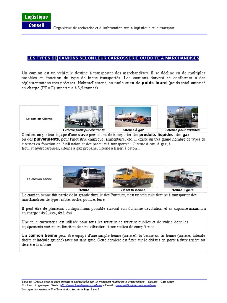 Types de camions et leurs usages | PDF | Camion | Transport