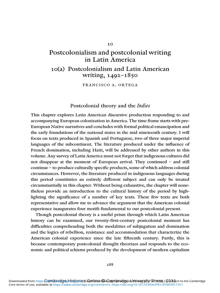 Postcolonialism and Postcolonial Writing in Latin America | PDF ...