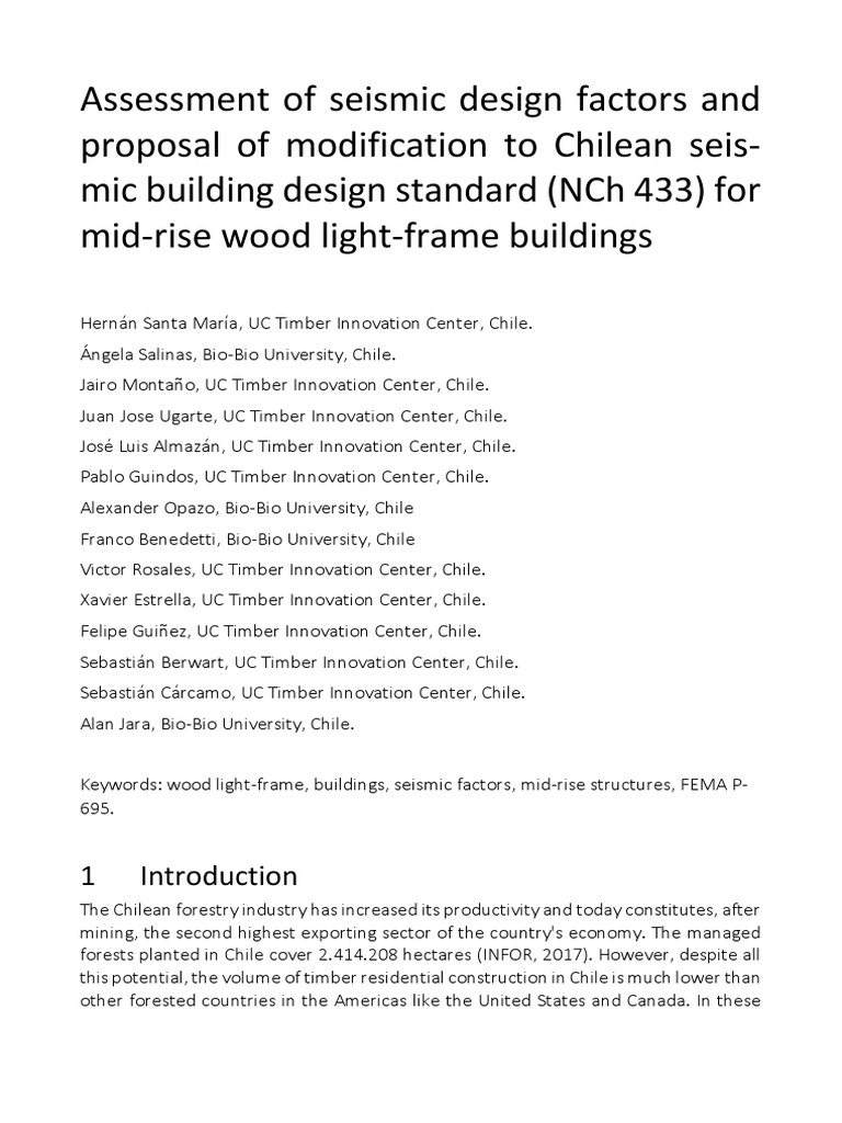 Chilean Seismic Design for Mid-Rise Wood Buildings | PDF | Applied And ...