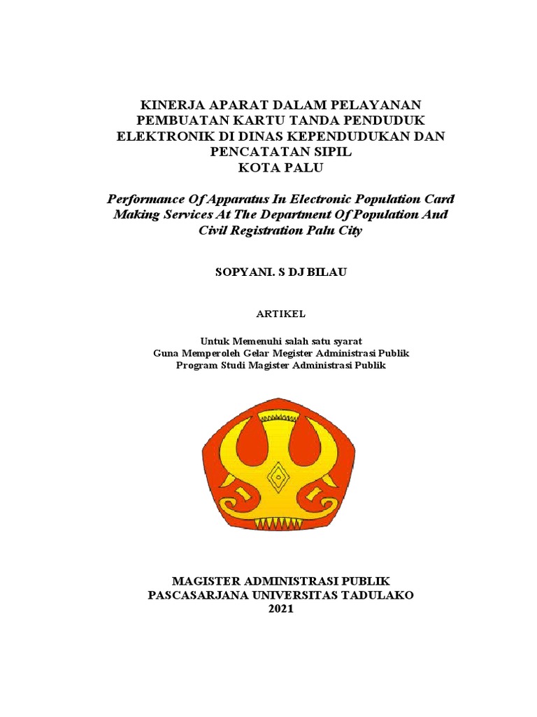 Kinerja Pelayanan E-KTP di Palu | PDF | Identity Document | Government ...