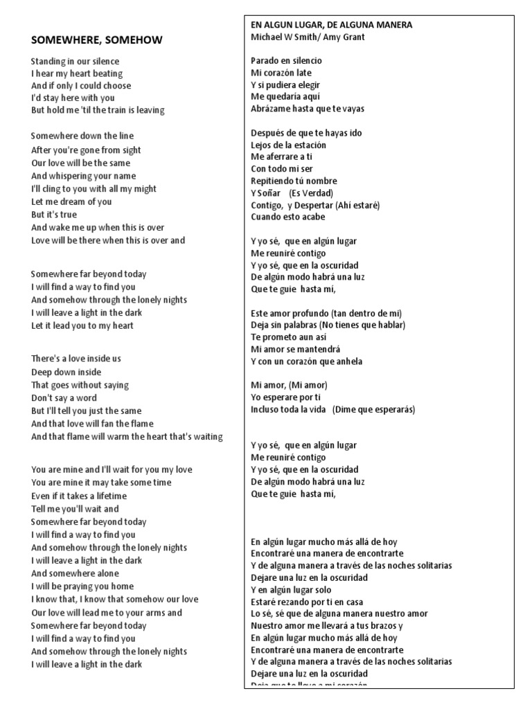 SOMEWHERE SOMEHOW Adaptacion | PDF