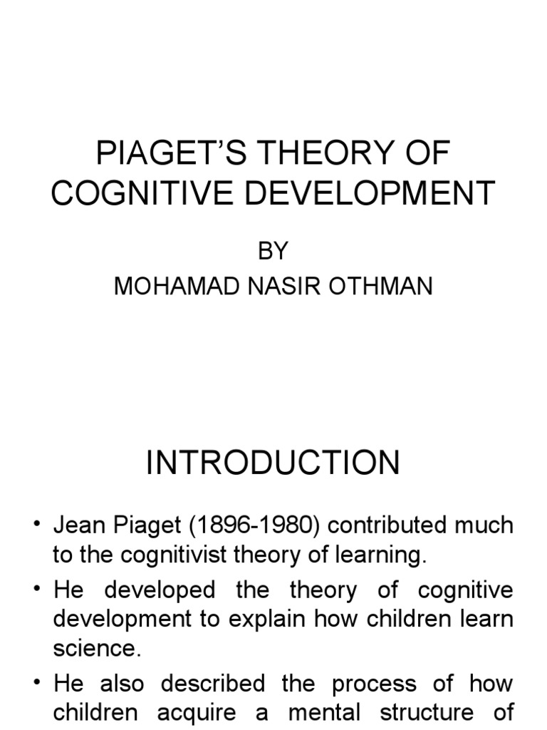1.3.1 Piaget's Theory of Cognitive Development | PDF | Schema ...