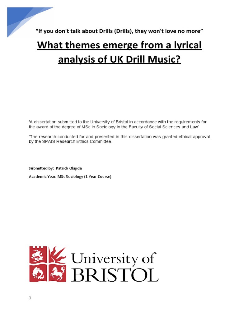 A Thematic Analysis of UK Drill Lyrics | PDF | Hip Hop Music | Thesis