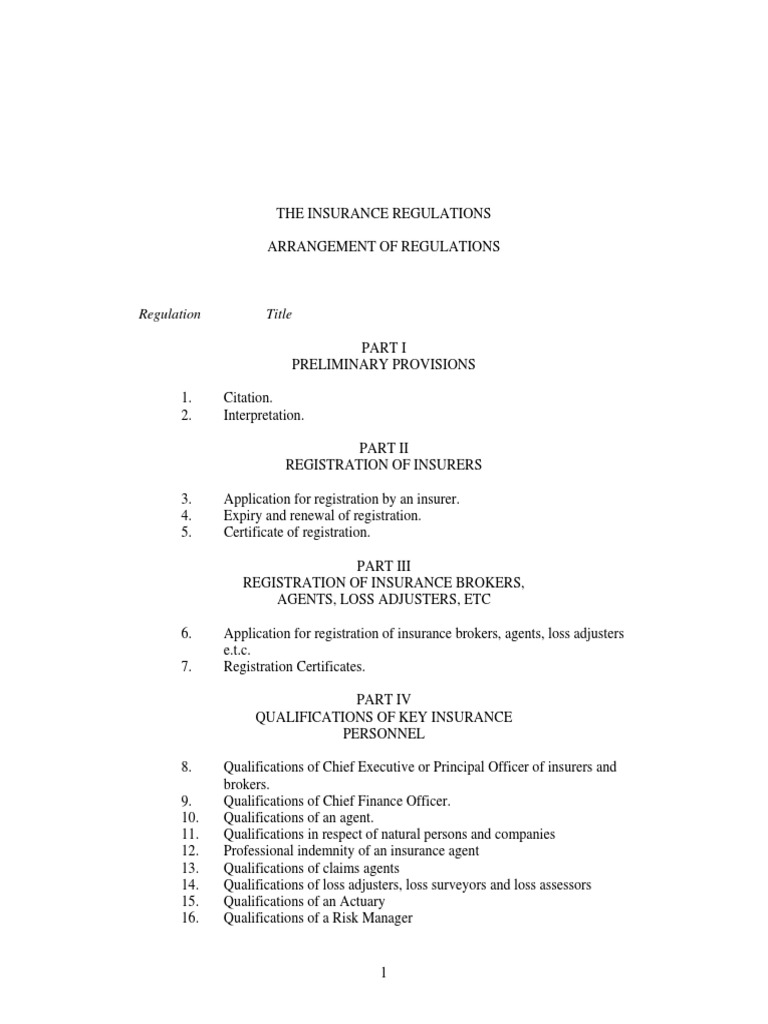 Insurance Regulations of 2009 | PDF | Insurance | Reinsurance