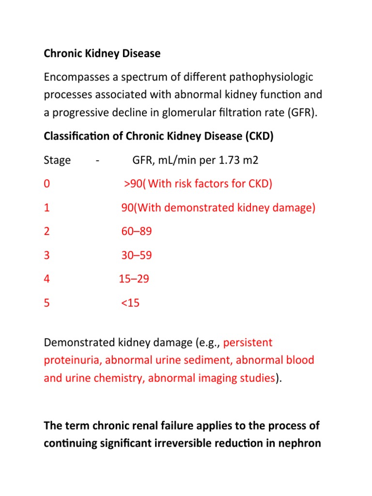 CKD Stages, Risks, and Pathophysiology | PDF | Chronic Kidney Disease ...