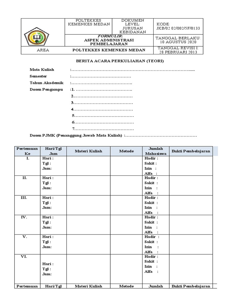 Berita Acara Tabel | PDF
