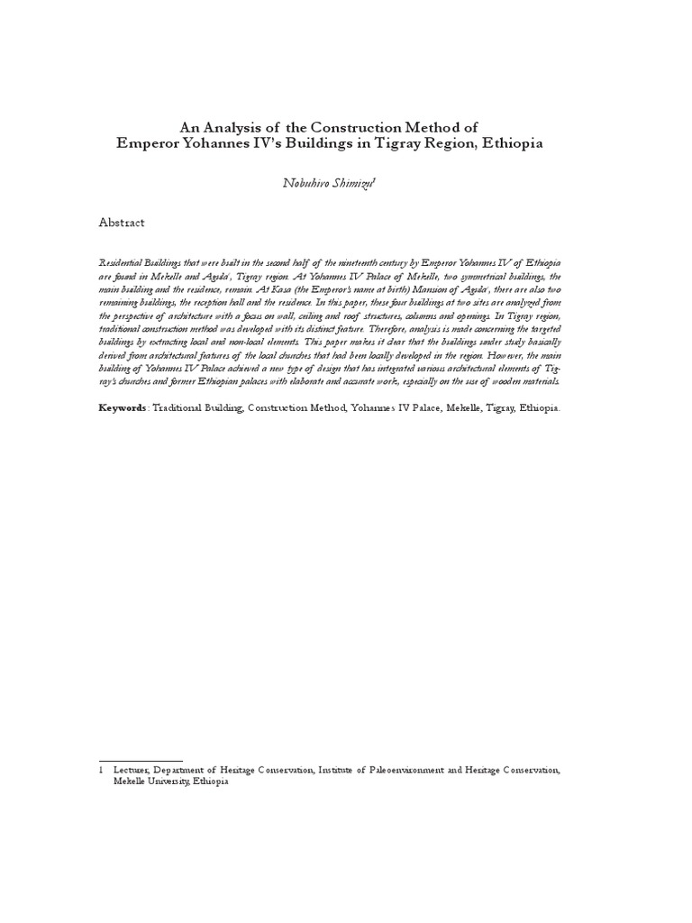 Yohannes IV's Tigray Architecture Analysis | PDF | Ethiopia | Real Estate