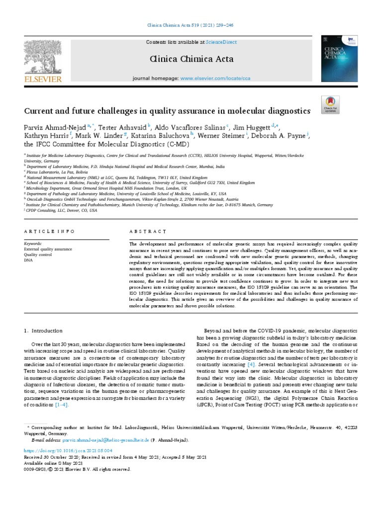 Current and Future Challenges in Quality Assurance in Mo - 2021 ...