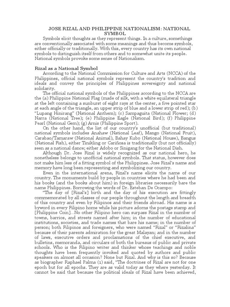 Jose Rizal and Philippine Nationalism: National Symbol | PDF | Philippines