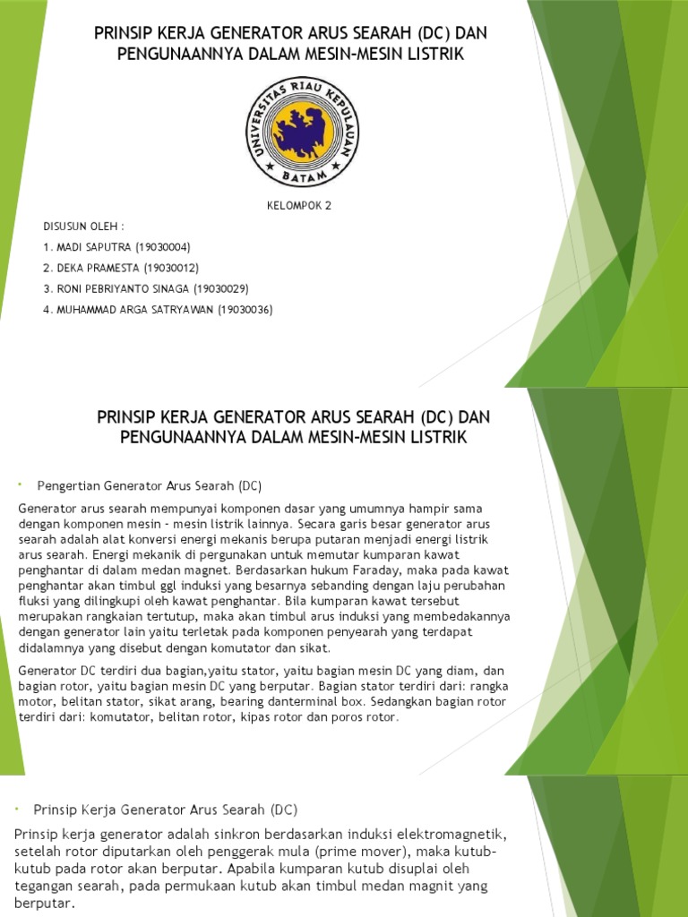 Prinsip Kerja Generator Arus Searah (DC) | PDF