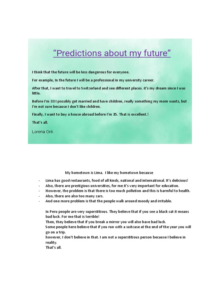 Predictions About My Future | PDF
