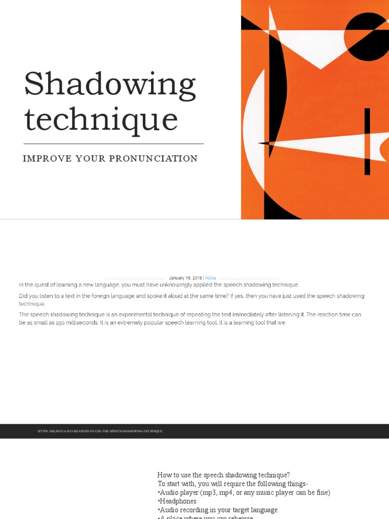 Shadowing Technique: Improve Your Pronunciation | Download Free PDF ...