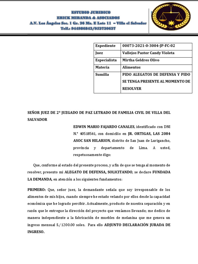 Pido Alegatos EDWIN FAJARDO | PDF | Gobierno | Justicia