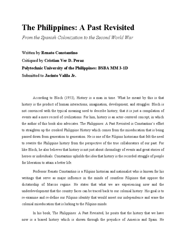 The Philippines, A Past Revisited Critique Paper | PDF | Philippines