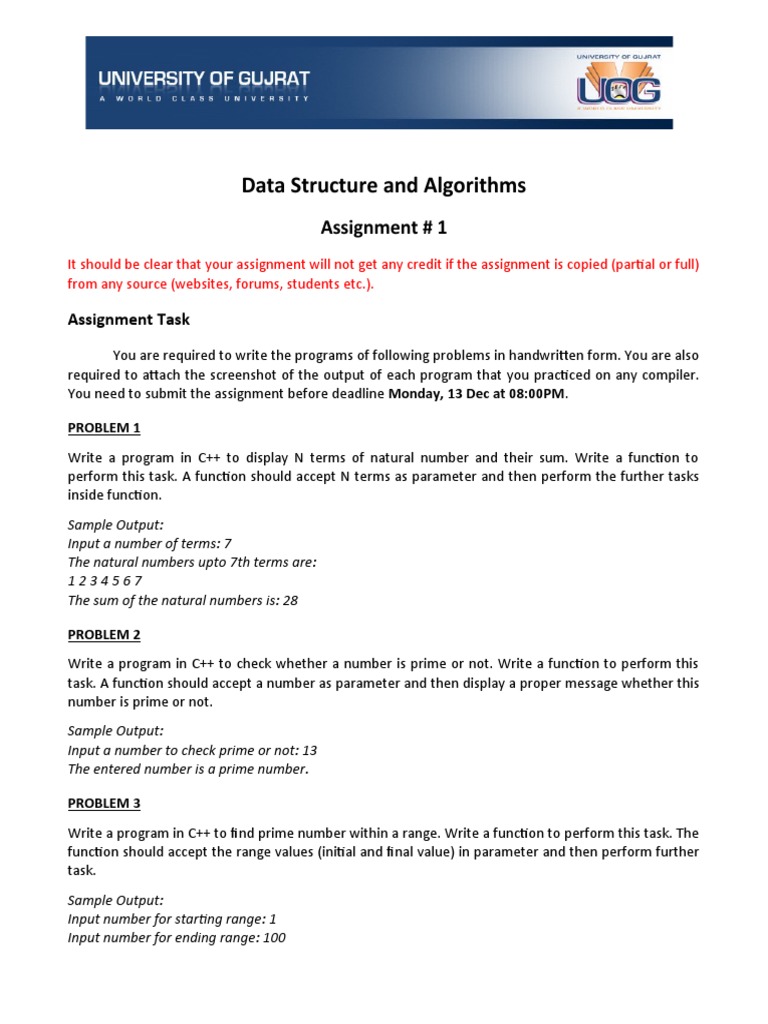 Data Structure And Algorithms Assignment 1 Pdf Array Data Structure Parameter Computer