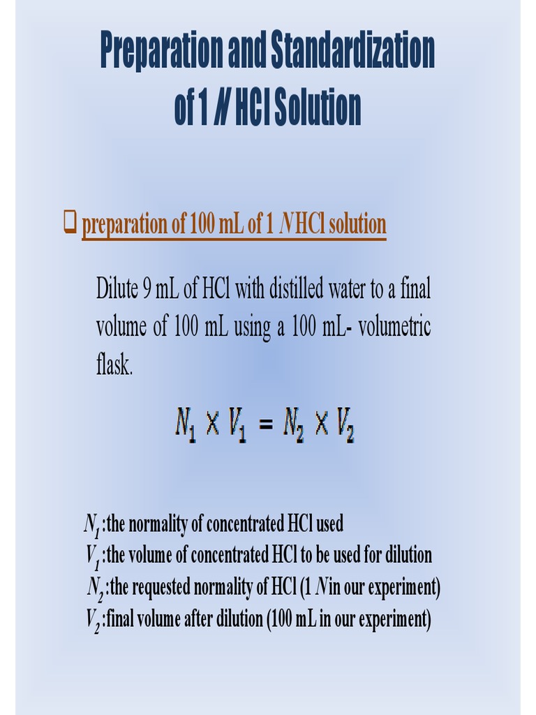 Prep. & Std. of HCL | PDF | Chemistry | Titration