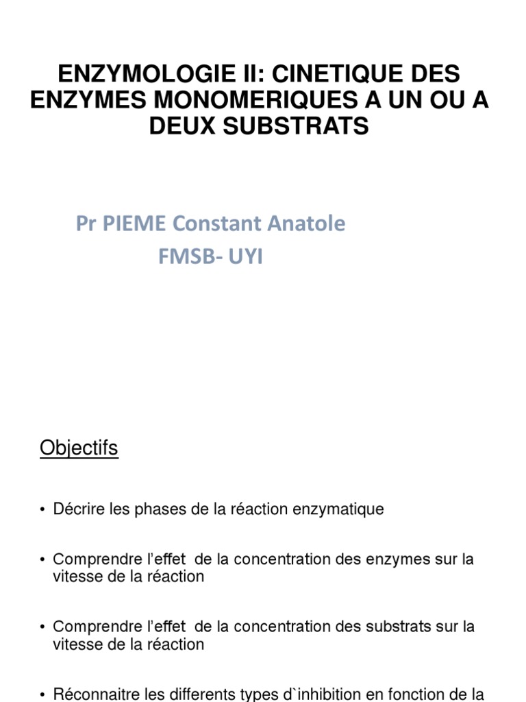 ENZYMOLOGIE II.2021ppt | PDF | Inhibiteur enzymatique | Enzyme