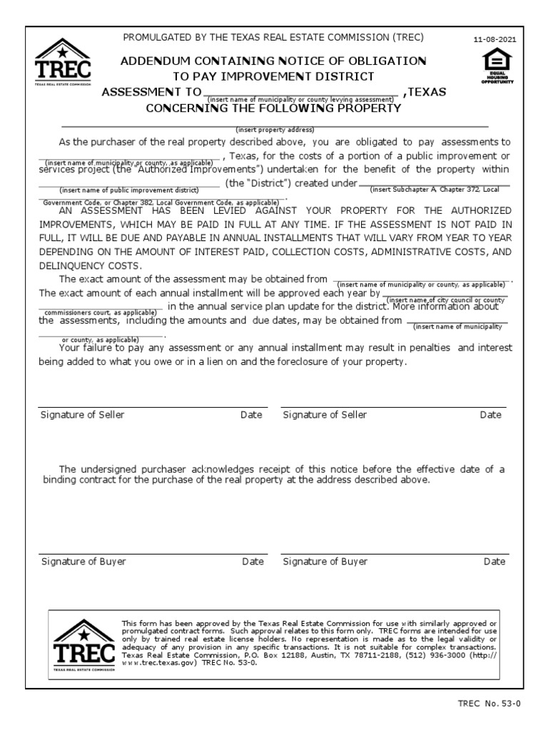 Addendum Containing Notice of Obligation | PDF | Property | Business Law