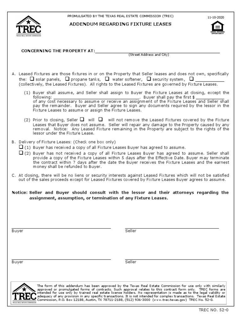 Addendum Regarding Fixture Leases | PDF | Lease | Procurement