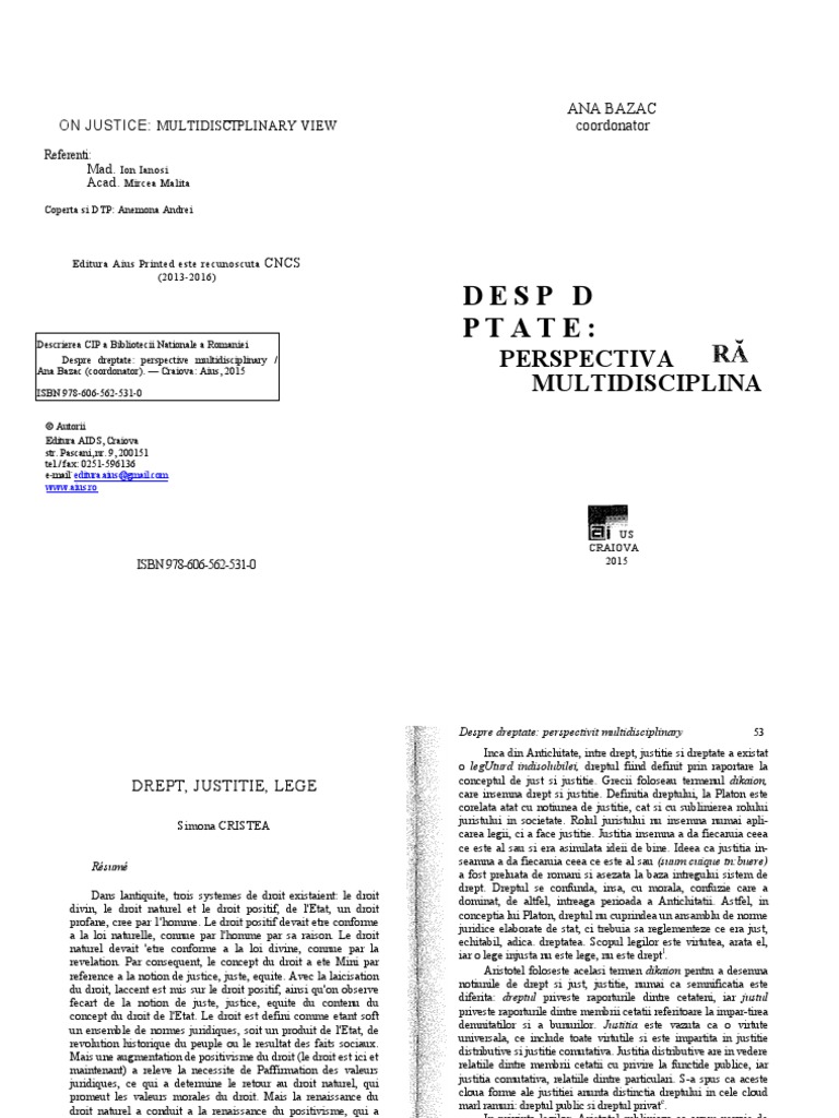 Articol Simona Cristea Drept, Justitie Si Lege | PDF
