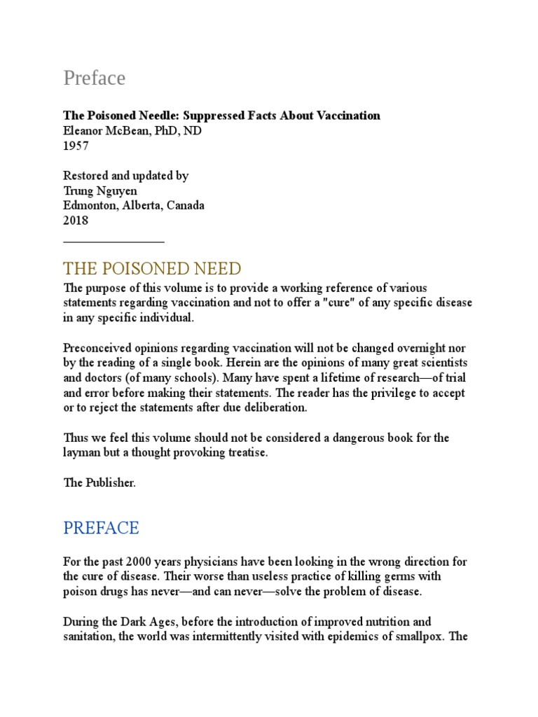 Eleanor McBean & Trung Nguyen - The Poisoned Needle: Suppressed Facts ...