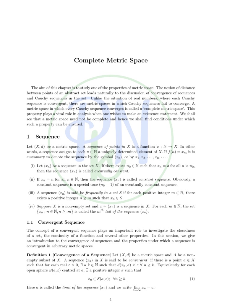 Complete Metric Space: 1 Sequence | PDF | Sequence | Metric Space