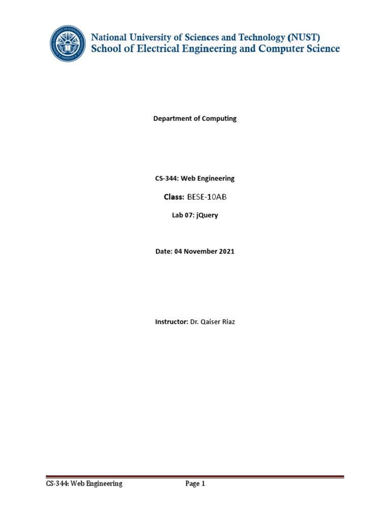 CS-344: jQuery Lab | PDF | J Query | World Wide Web