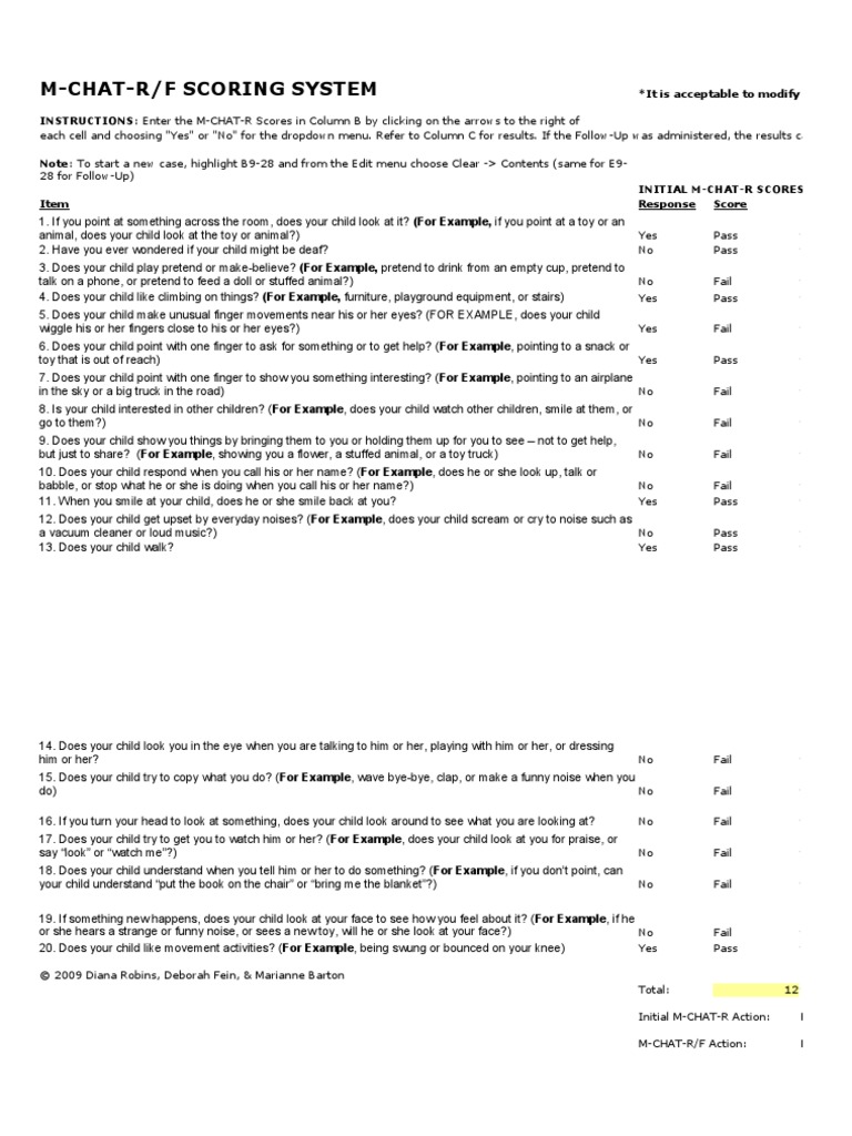 M-CHAT-R F Scoring | PDF