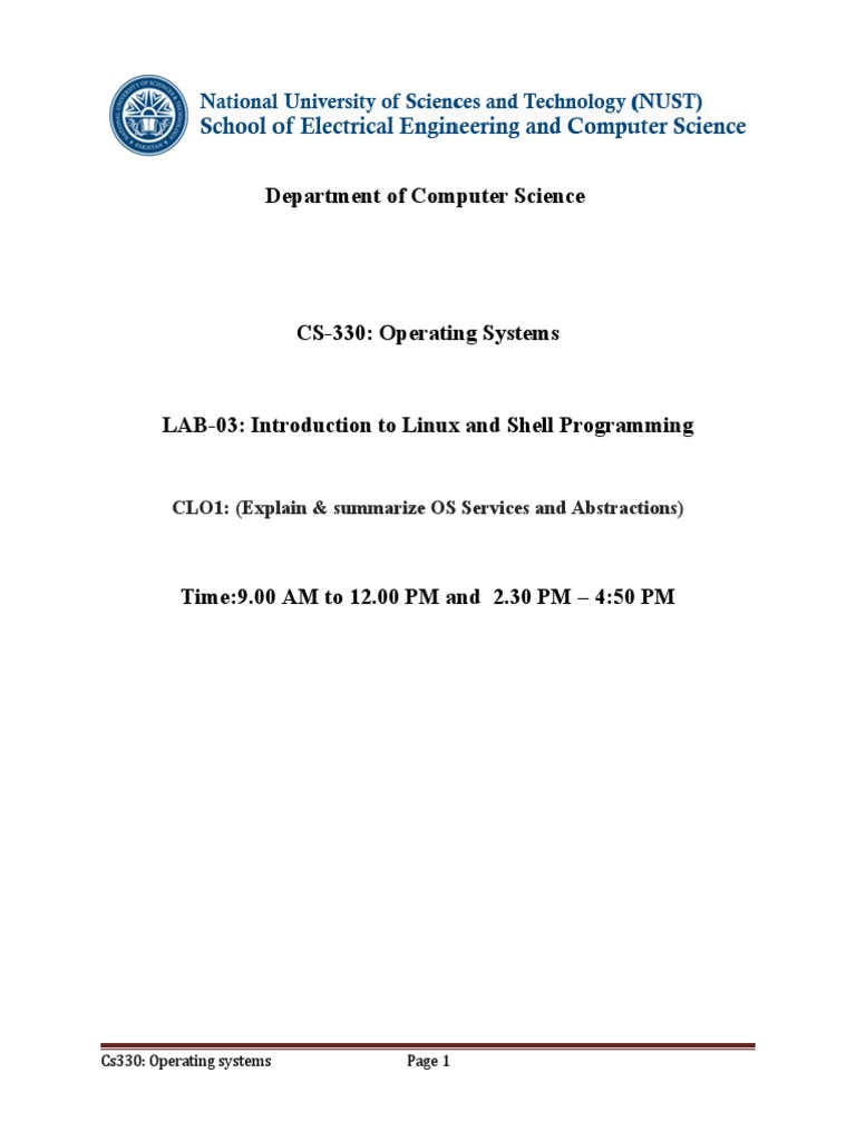 Lab03 Introduction To Shell Programming Pdf Shell Computing Linux 0730