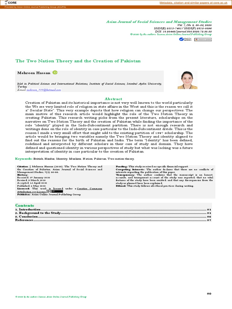 Two Nation Theory | PDF | Two Nation Theory | Muhammad Ali Jinnah