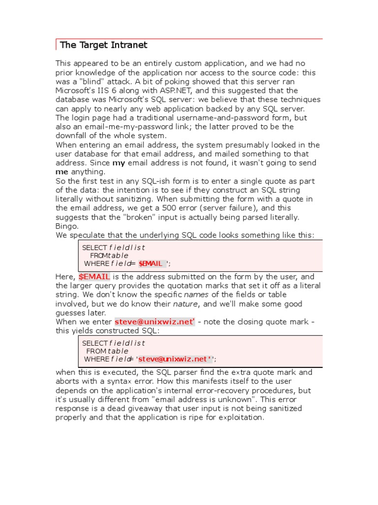SQL Injection 2 | PDF | Microsoft Sql Server | Databases