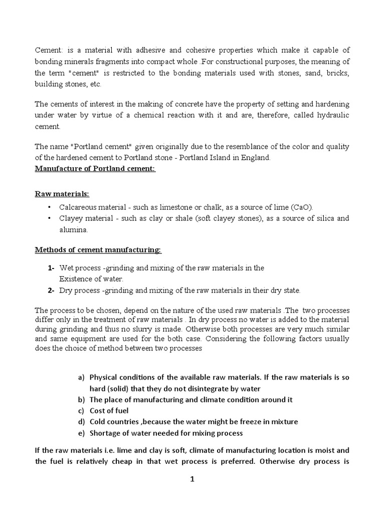 Assignment of Cement Production Process | PDF | Cement | Building Materials